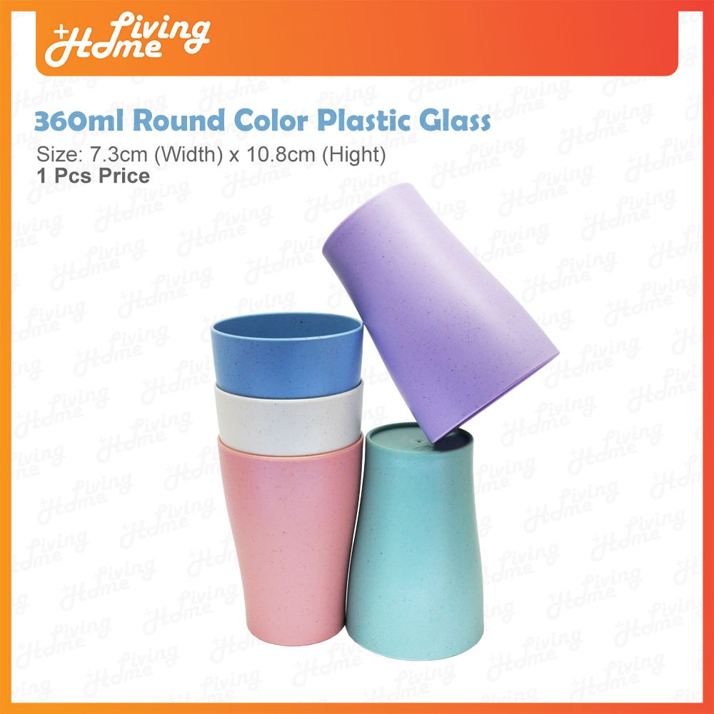 360ml Round Color Plastic Glass Cup Cawan Plastik Bulat Berwarna ...