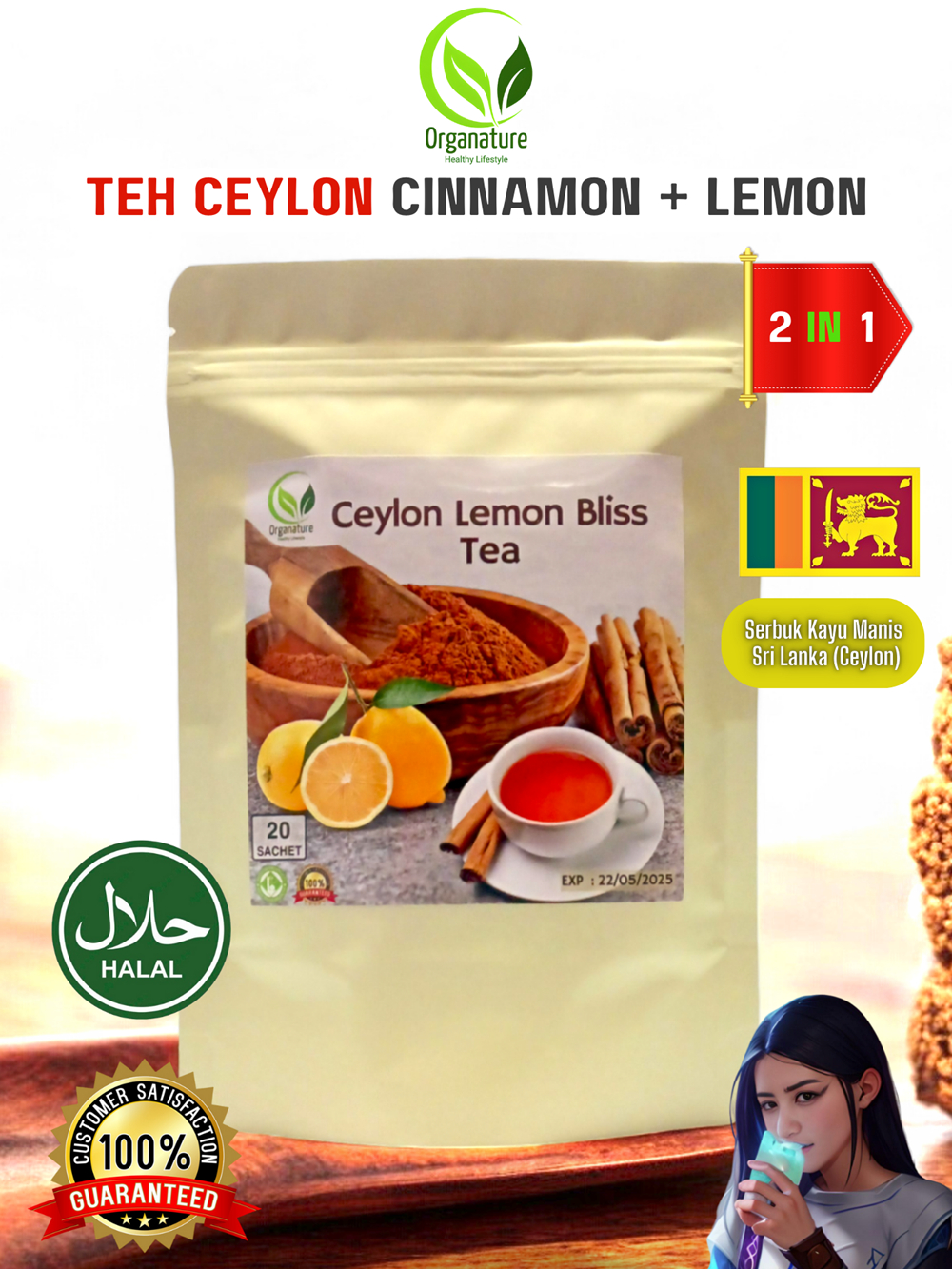 ORGANATURE TEH CEYLON CINNAMON LEMON BLISS ORGANIK CEYLON CINNAMON Plus ...