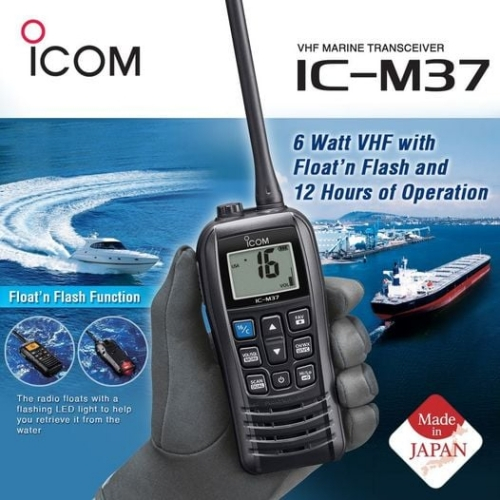 ICOM IC-M37 VHF 6W IPX7 Floating Marine Radio Walkie Talkie - 6KM ...