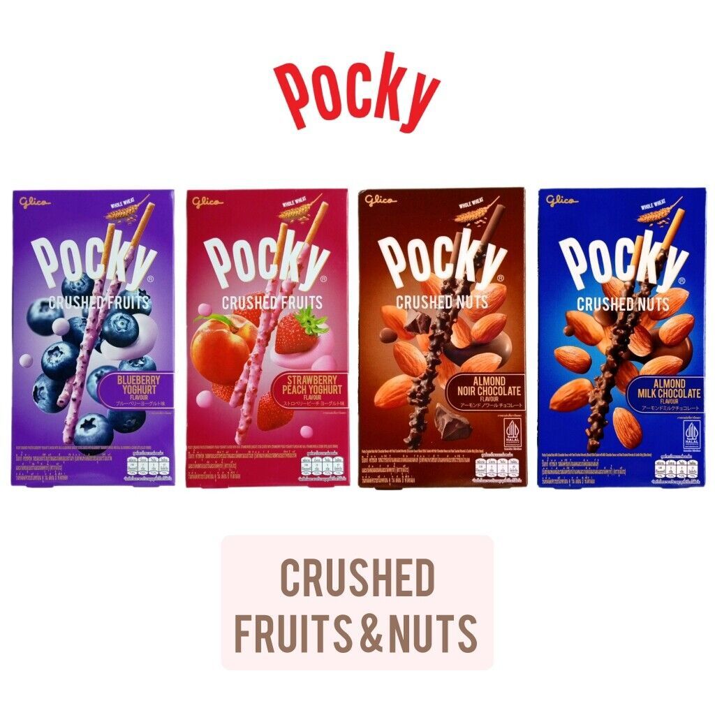 Glicko Pocky Crushed Nuts Almond / Blueberry Yogurt/ Strawberry Peach Yogurt 25g/38g | Shopee ...