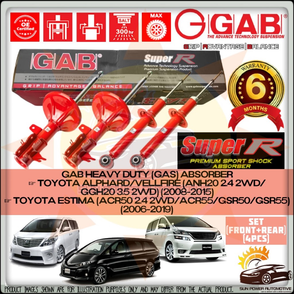GAB SUPER R SPORT Toyota Alphard Vellfire ANH20 GGH20 Estima ACR50 Gas ...