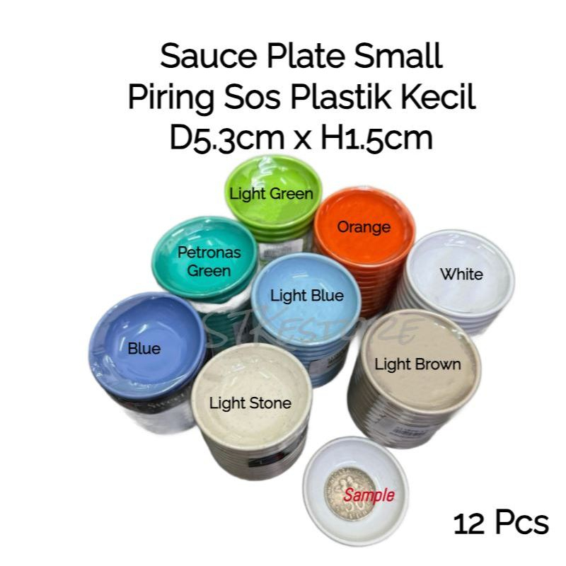[12 PCS] Round Plastic Sauce Dish / Piring Sos Plastik / Dipping Sauce ...