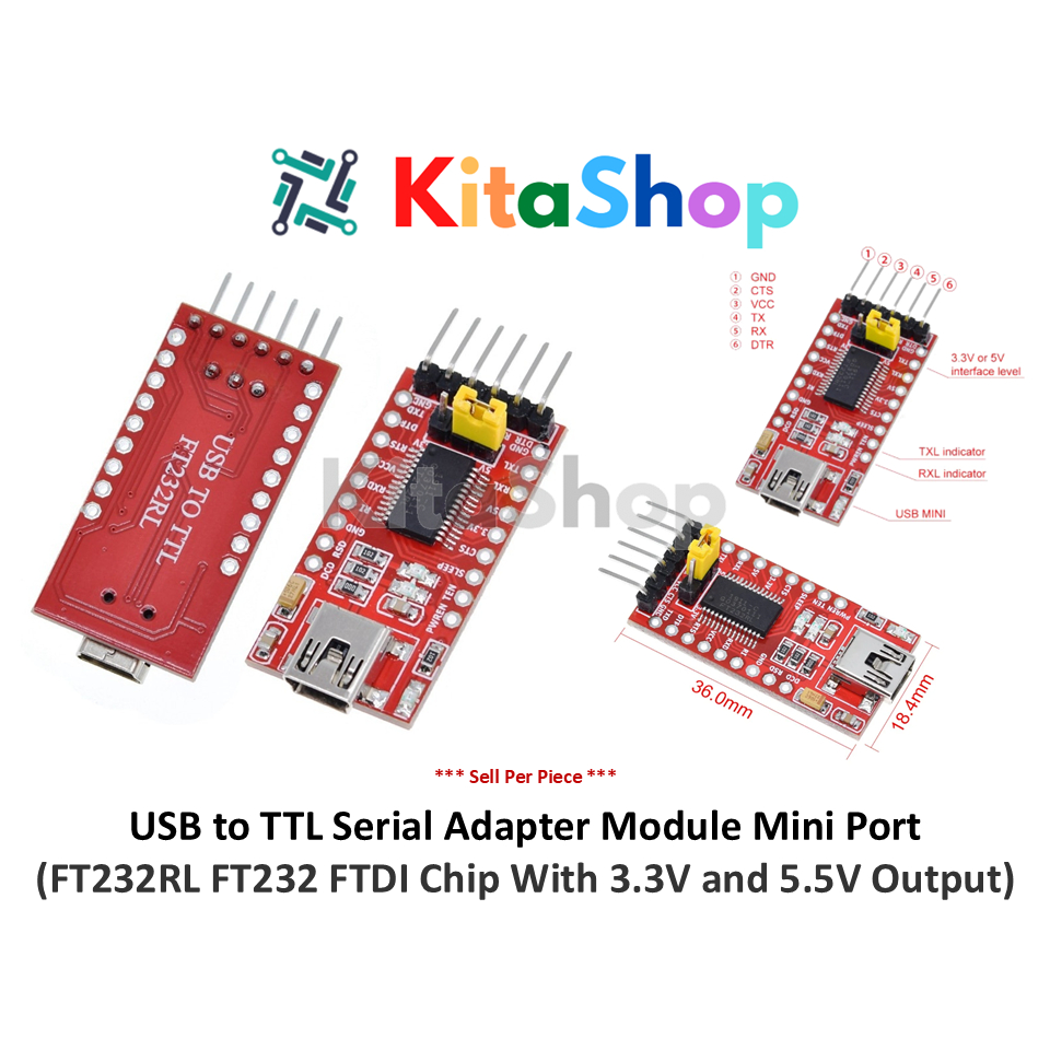 USB to TTL Serial Adapter Module Mini Port (FT232RL FT232 FTDI Chip ...