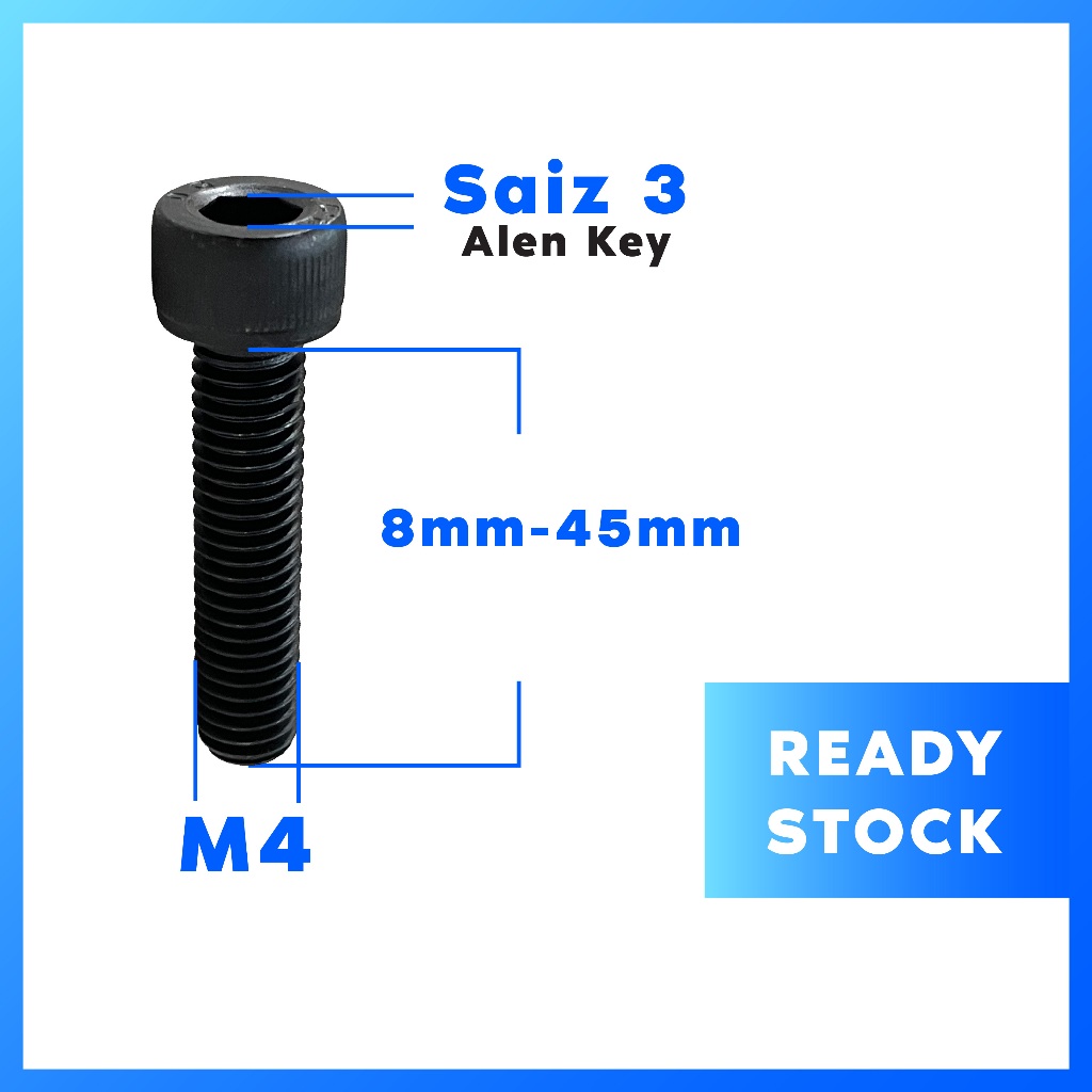 M4 Hexagon Socket Head Allen Key Screw/Skru | Shopee Malaysia