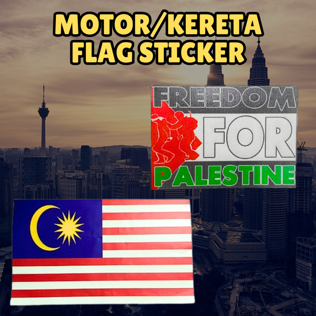 STICKER MOTOR/KERETA/BASIKAL BENDERA MALAYSIA/PALESTINE FLAG CUSTOM ...