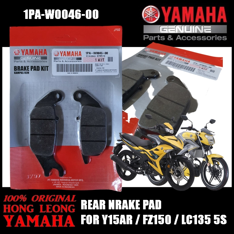 YAMAHA Y15ZR LC135 5S FZ150 REAR BRAKE PAD / YSUKU / 100% ORIGINAL HLY ...