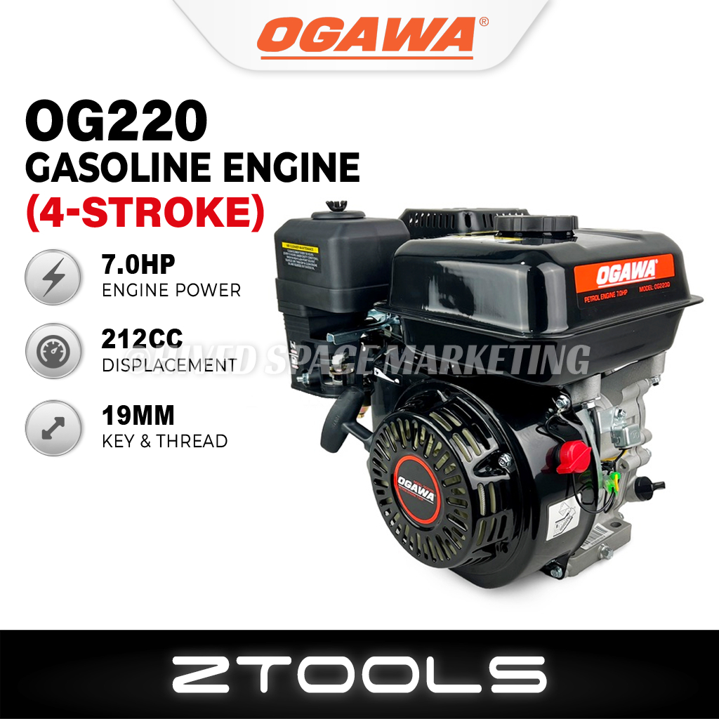 OGAWA 7HP Gasoline Engine OG220 | 212cc | 19mm Key & Thread | Heavy ...