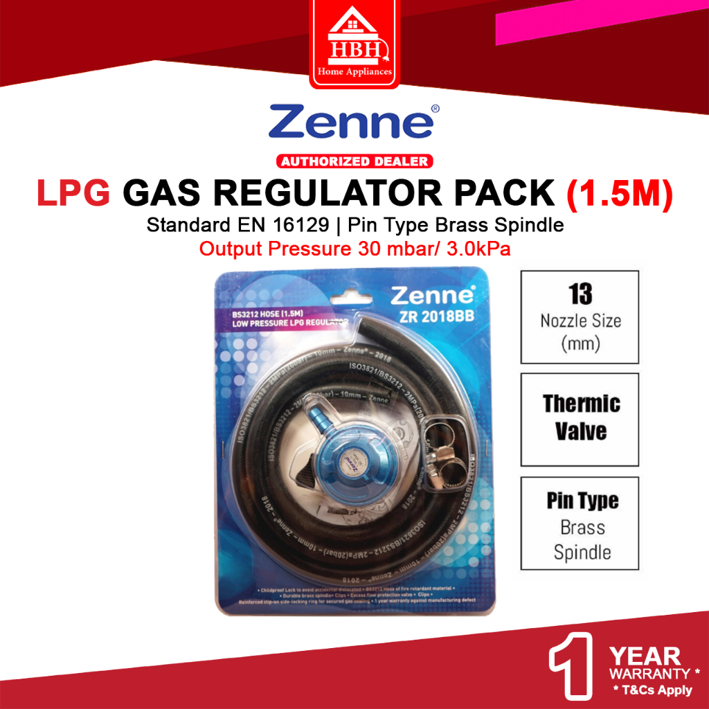 Zenne ZR2018BB Gas Regulator with 1.5M Hose One Whole Set Pack 2018BB ...