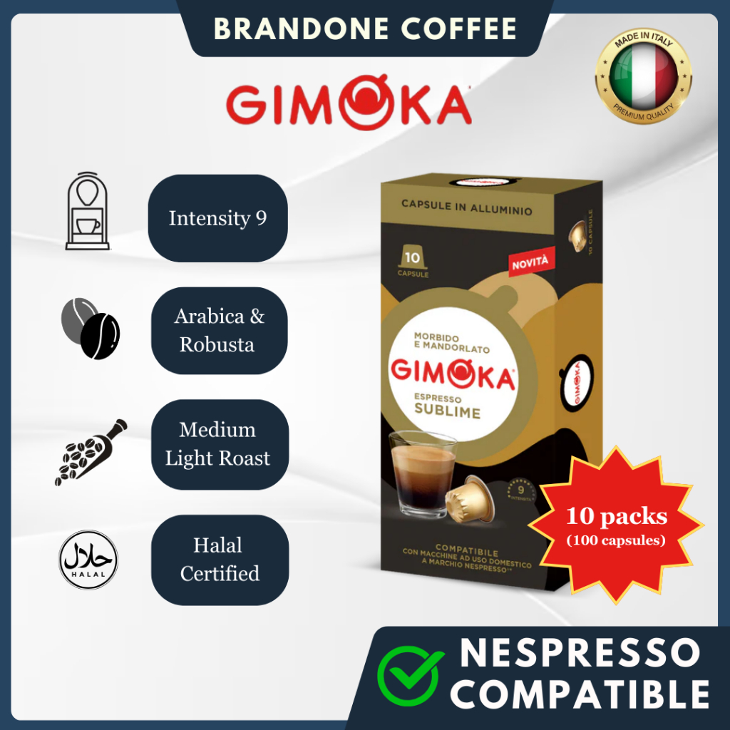 Gimoka Sublime (Italy) Nespresso Compatible Coffee Capsule 10 Packs 100 ...