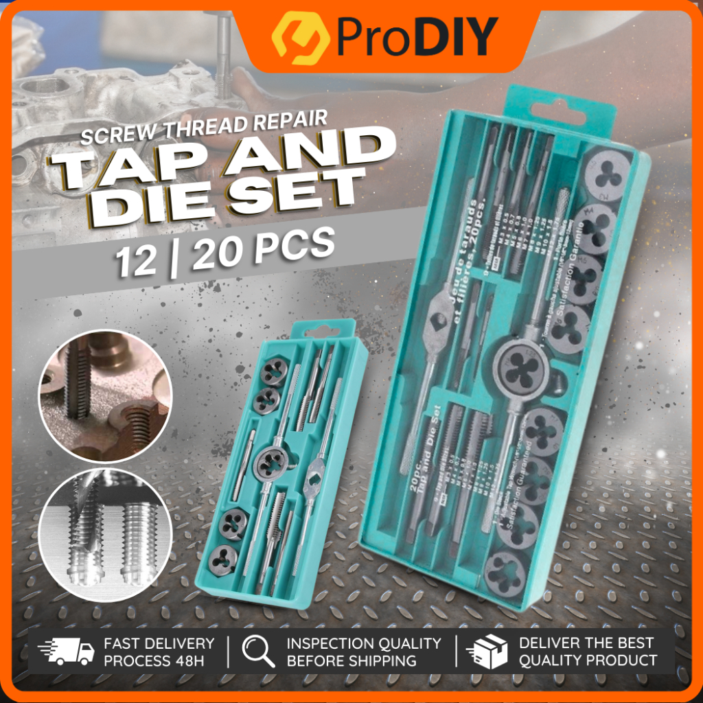 20pcs / 12pcs Thread Hand Tap Wrench And Die Pro Set M3-M12 Metal Nut Bolt Alloy Hand Tools ...