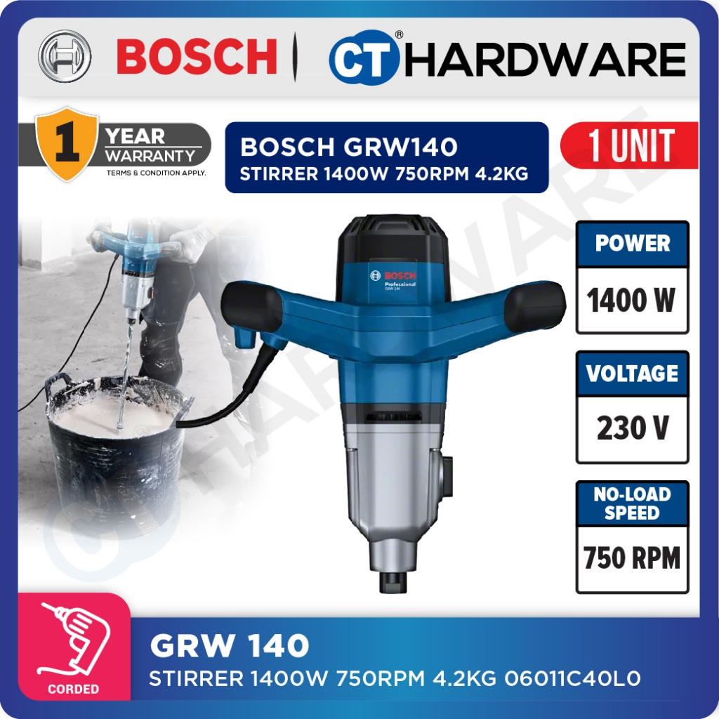 Bosch GRW140 Stirrer / Mixer 750RPM | Stirring & Mixing Cement, Paint ...