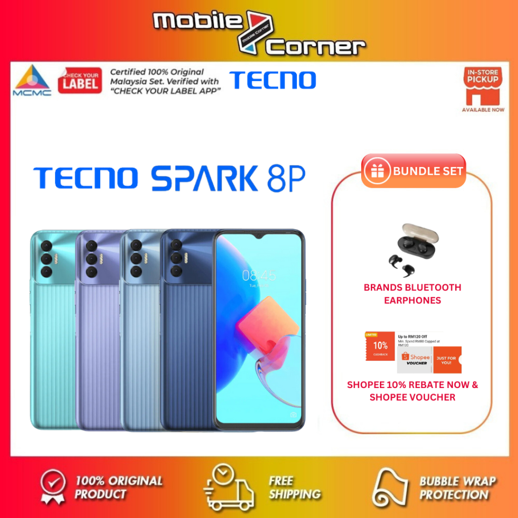 Tecno Spark 8P (4GB+128GB) 50MP Triple Camera | Helio G70 - 1 Year Tecno Malaysia Warranty ...