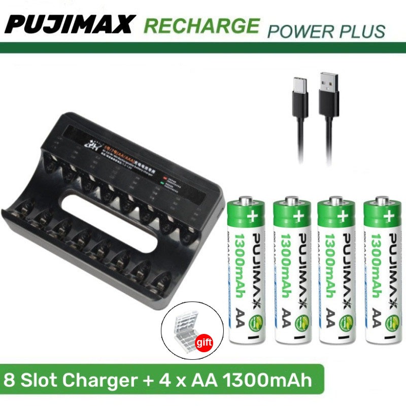 【FREE BOX】4/8PCS AA 2000mAh /AAA800mAh 1300mAh 4/8 Slots Fast Charger ...