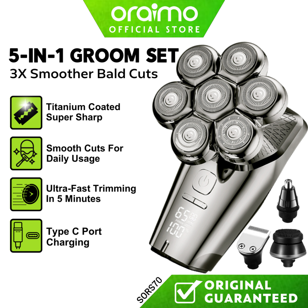 ORAIMO Super Razor Electric Waterproof Rechargeable Bald Body Shaver ...