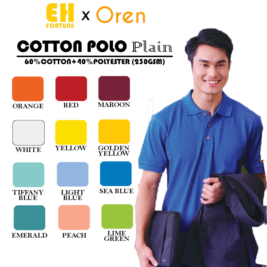 【HC01】Plain COTTON Polo Shirt Oren Sport HC0107/HC0105/HC0106/HC0100 ...