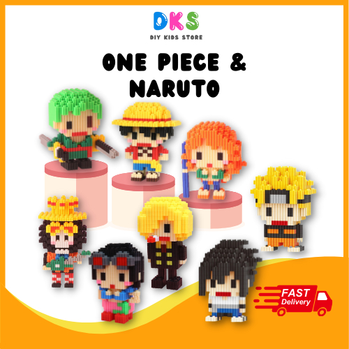 【ONE PIECE / NARUTO】Mini Building Block Luffy Zoro Sasuke Cute Cartoon ...