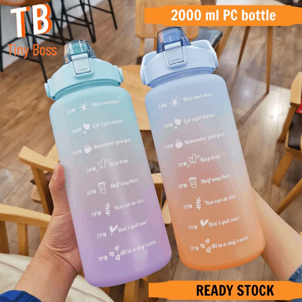 2000ml Big Water Bottle With Straw Bottle and Handle Drink Bottle ...