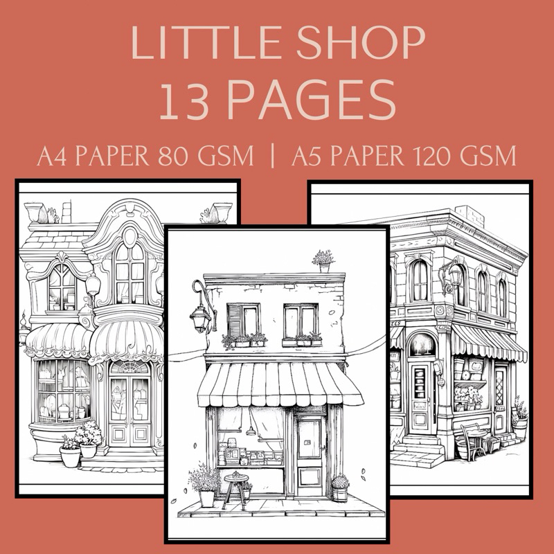LITTLE SHOP COLORING 13 PAGES + FREE GIFT ‼️ KERTAS MEWARNA KANAK-KANAK ...
