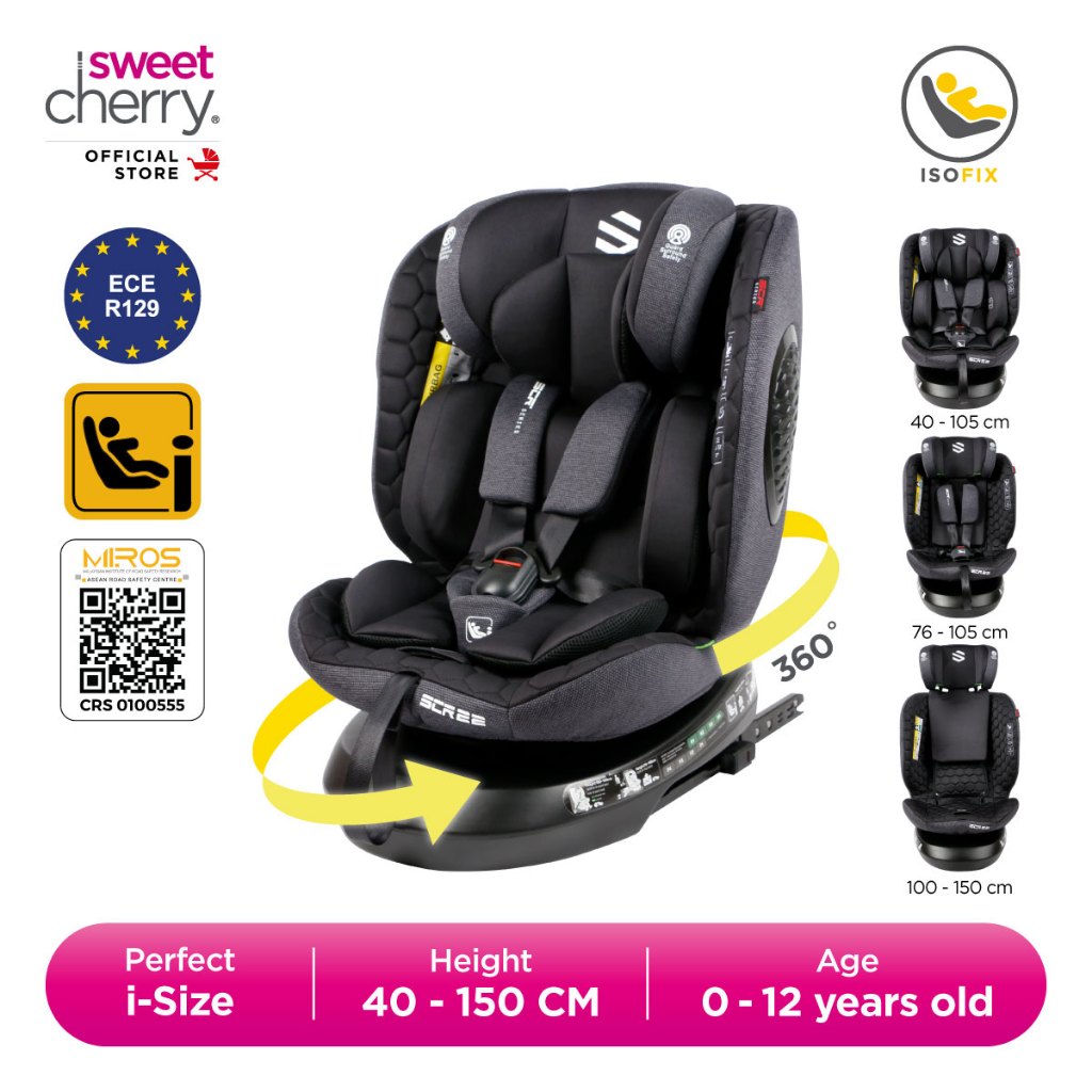 Sweet Cherry SCR Series ECE R129 Baby 360° Rotation Convertible Car ...