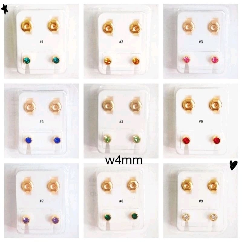 Ear Piercing Stud Earrings 24k Gold Plated (w4mm) Subang tindik telinga ...