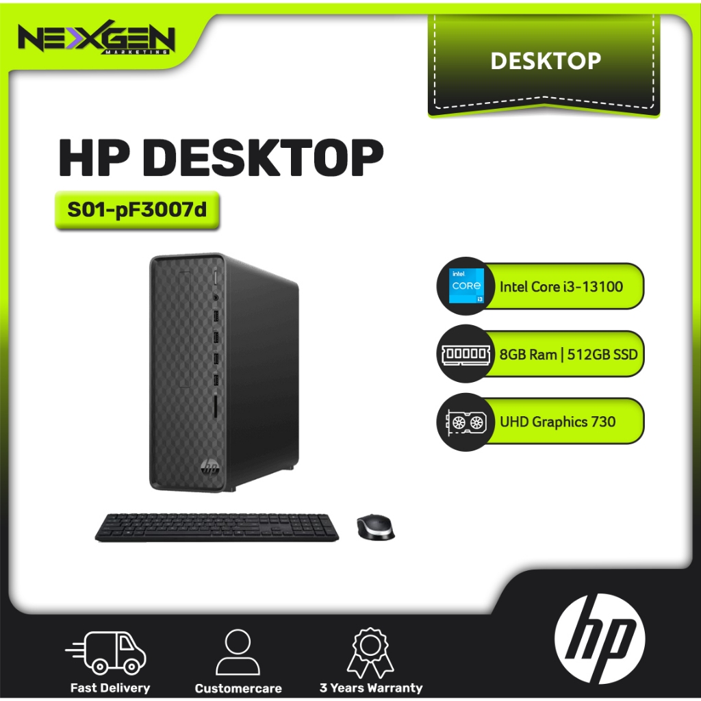 HP Slim Desktop PC S01-pF3007d 13 Generation Intel i3-13100 / 8GB Ram ...