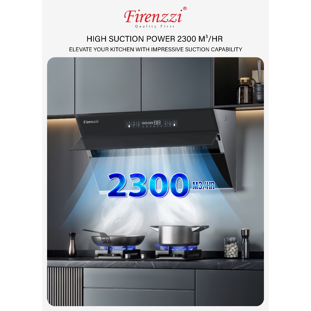 Firenzzi High Suction Power Dual Separate Control Cooker Hood (2300m3 ...