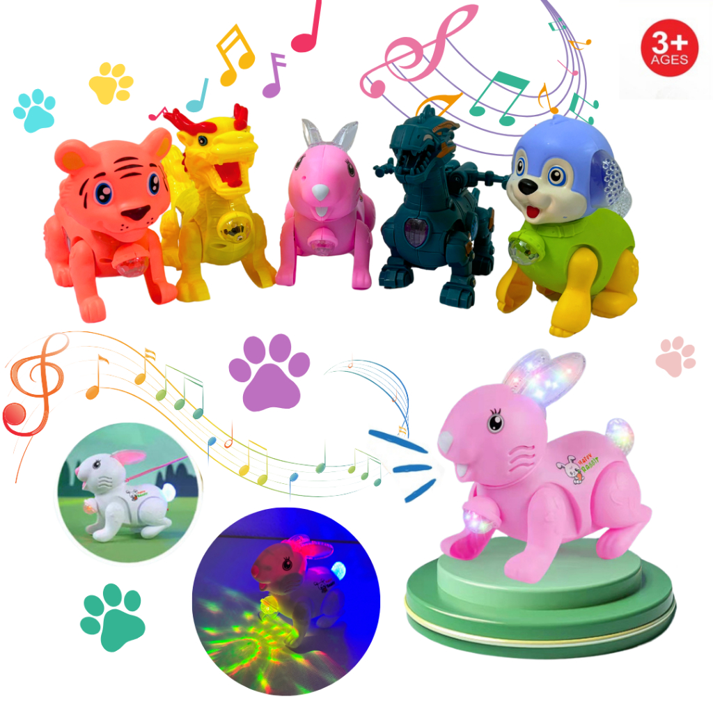 Children Electronic Walking Rabbit Toy With Sound Light Animal Pet Toys ...