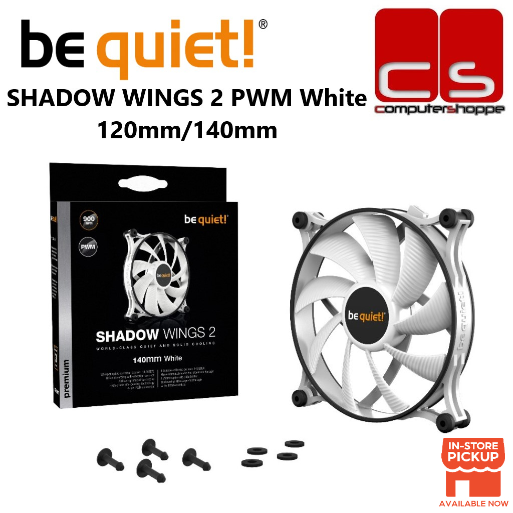 Be Quiet! SHADOW WINGS 2 PWM White Premium Chassis Fan - 120mm/140mm ...
