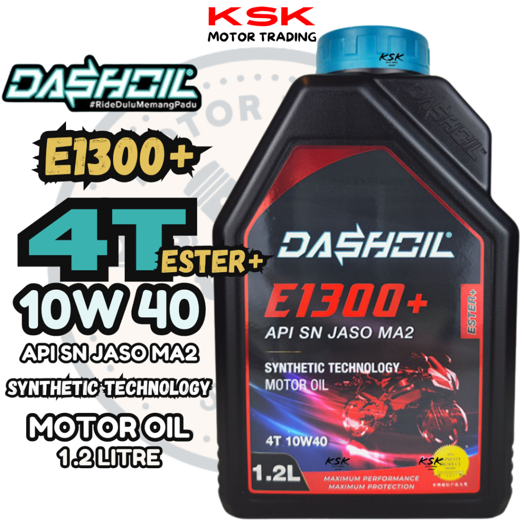 DASHOIL Ester+ E1300+ 4T 10w40 1.2L Semi Synthetic SN Motorcycle Engine ...