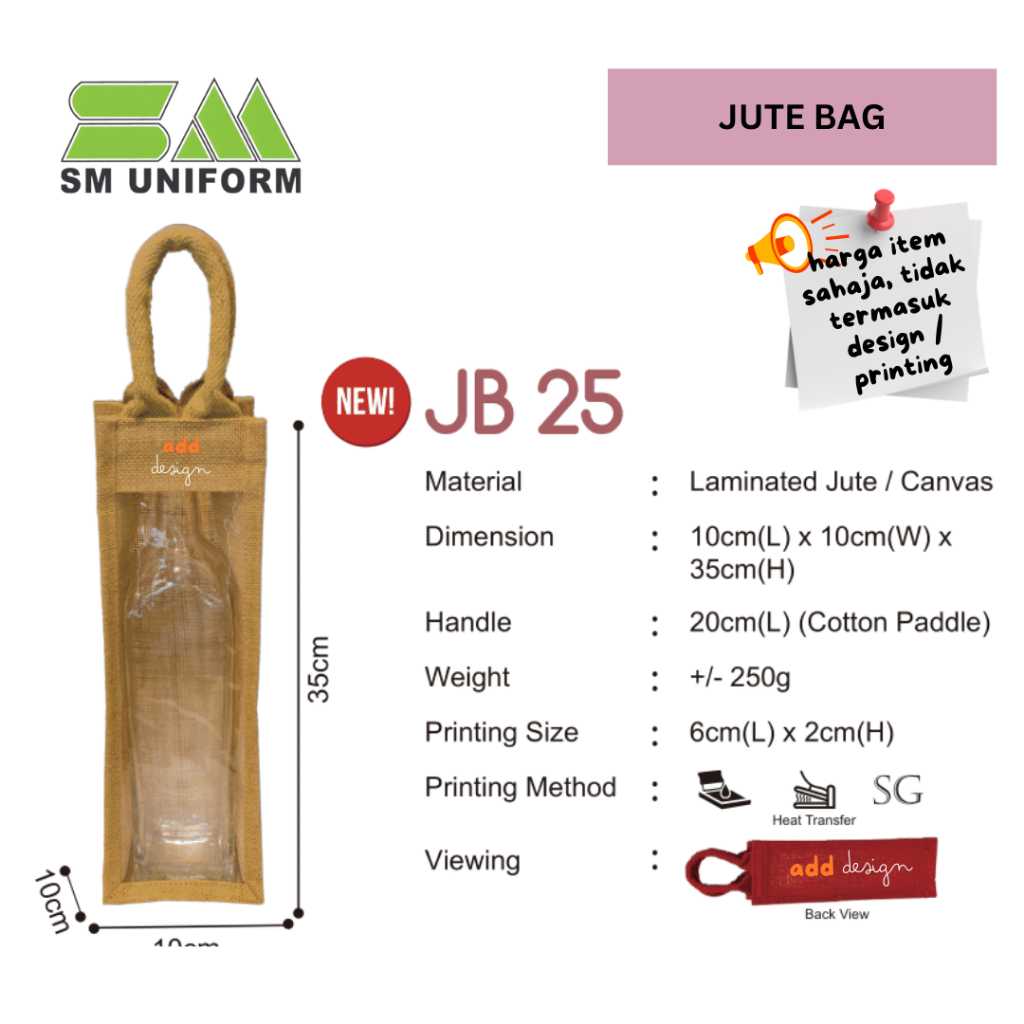 Custom Design Printing Jute Transparent Bottle Bag Tote Bag Wedding ...