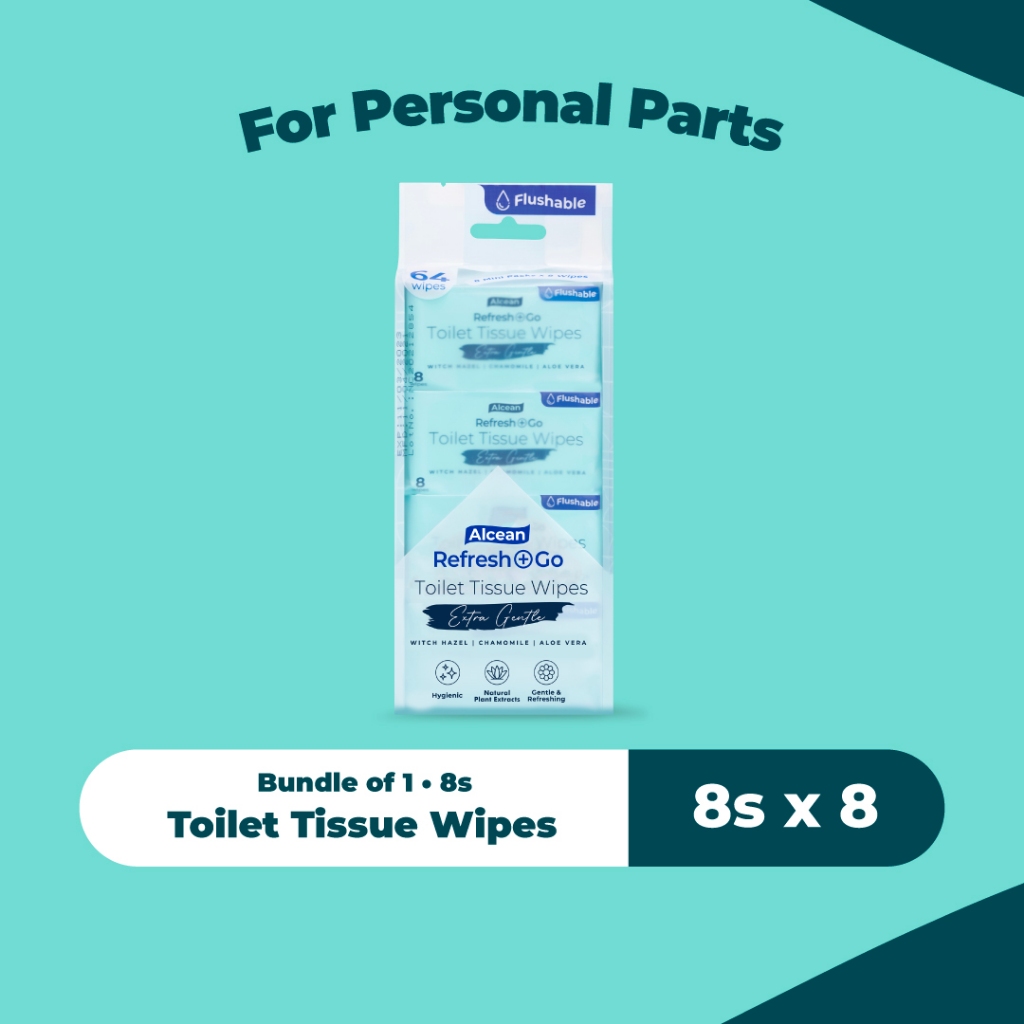 Alcean Flushable Toilet Tissue Wipes - 8's x 8 Packs | Shopee Malaysia