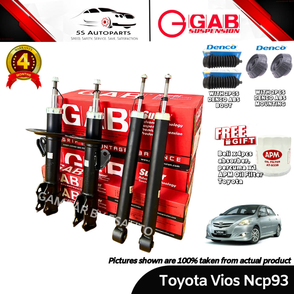 GAB Toyota Vios NCP93, Prius C Gas Absorber Depan (Front) & Belakang (Rear) Set With DENCO ...