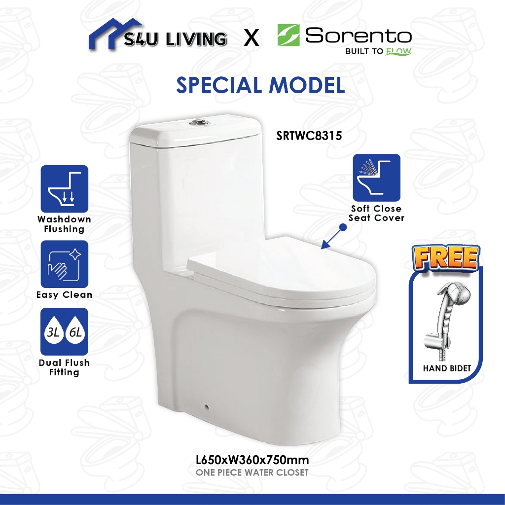 [SORENTO SPECIAL MODEL] One Piece WC Water Closet jamban tandas S Trap ...