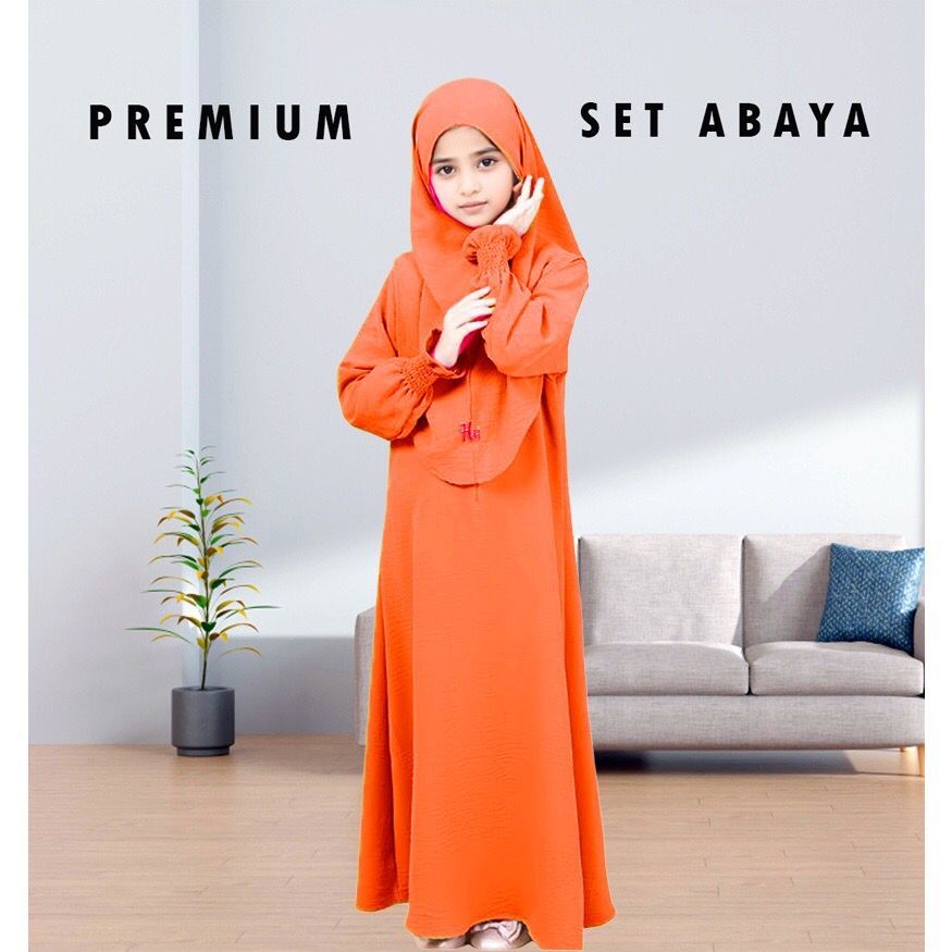 Jubah Abaya BUDAK Jubah Mekah Ironless dress Budak Full Tudung Sedondon ...