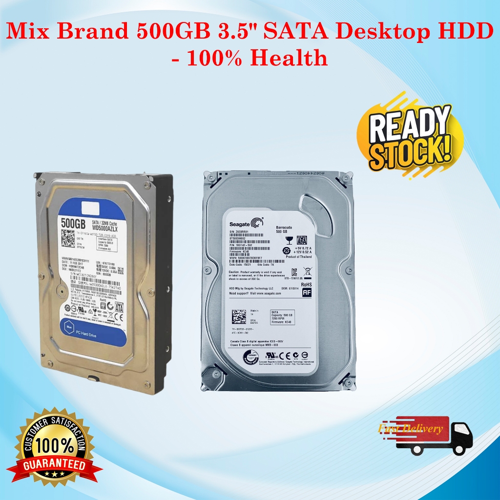 500GB 3.5" SATA Desktop HDD - 100% Health ( Mix Branded ) | Shopee Malaysia