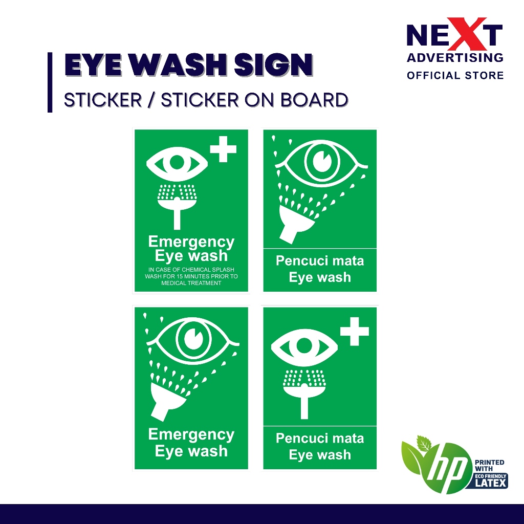 Emergency Eye Wash Safety Sign | Sticker or Sticker on Board | Shopee ...