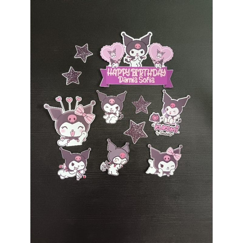 Kuromi paper topper with custom name for cake or cupcake | Shopee Malaysia