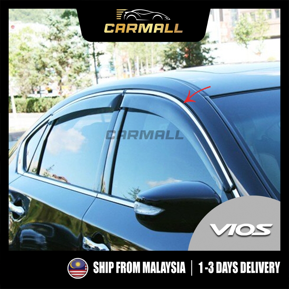 Toyota Vios Door Visor With Steel Chrome Lining Window Shield Deflector ...