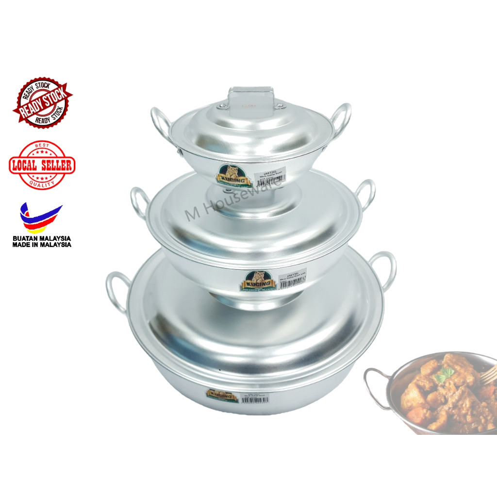Kucing Aluminium Indian Wok with cover Indian Kwali Indian Kuali Curry ...