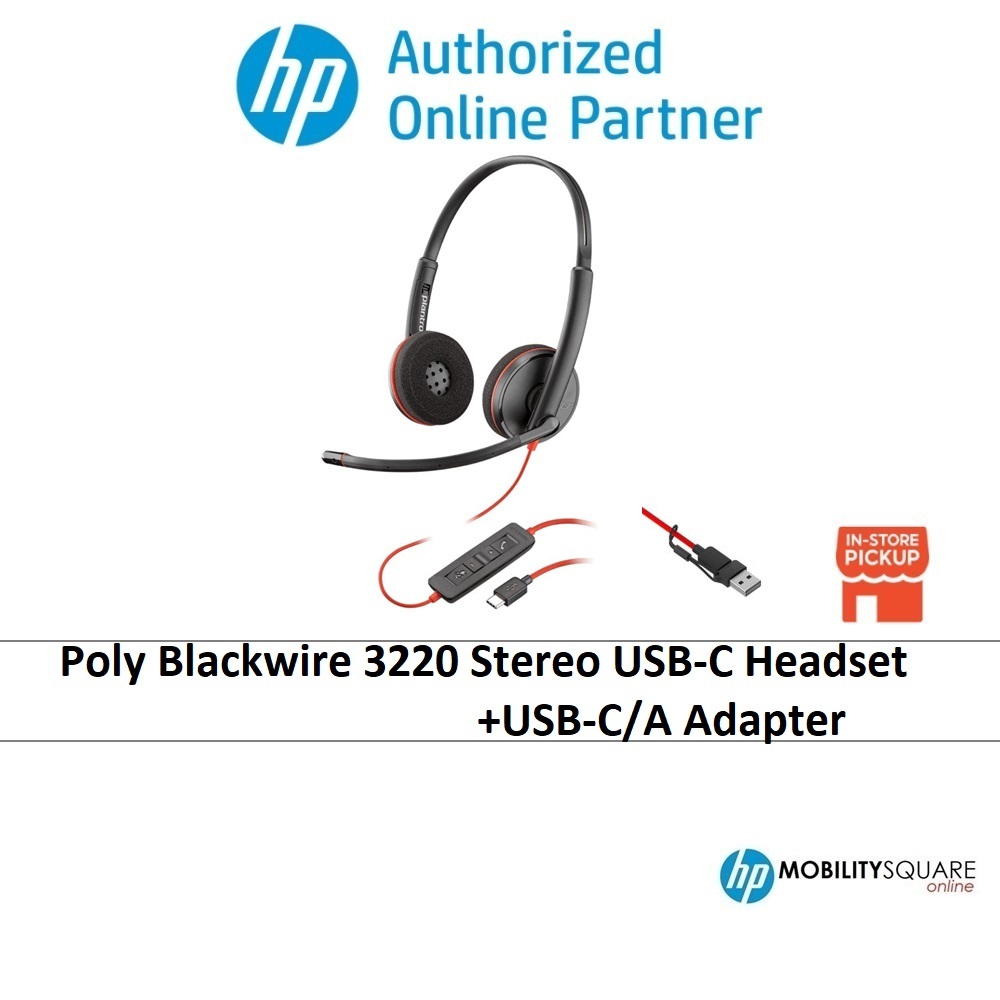 Poly Blackwire 3220 Stereo USB-C Headset +USB-C/A Adapter | Shopee Malaysia