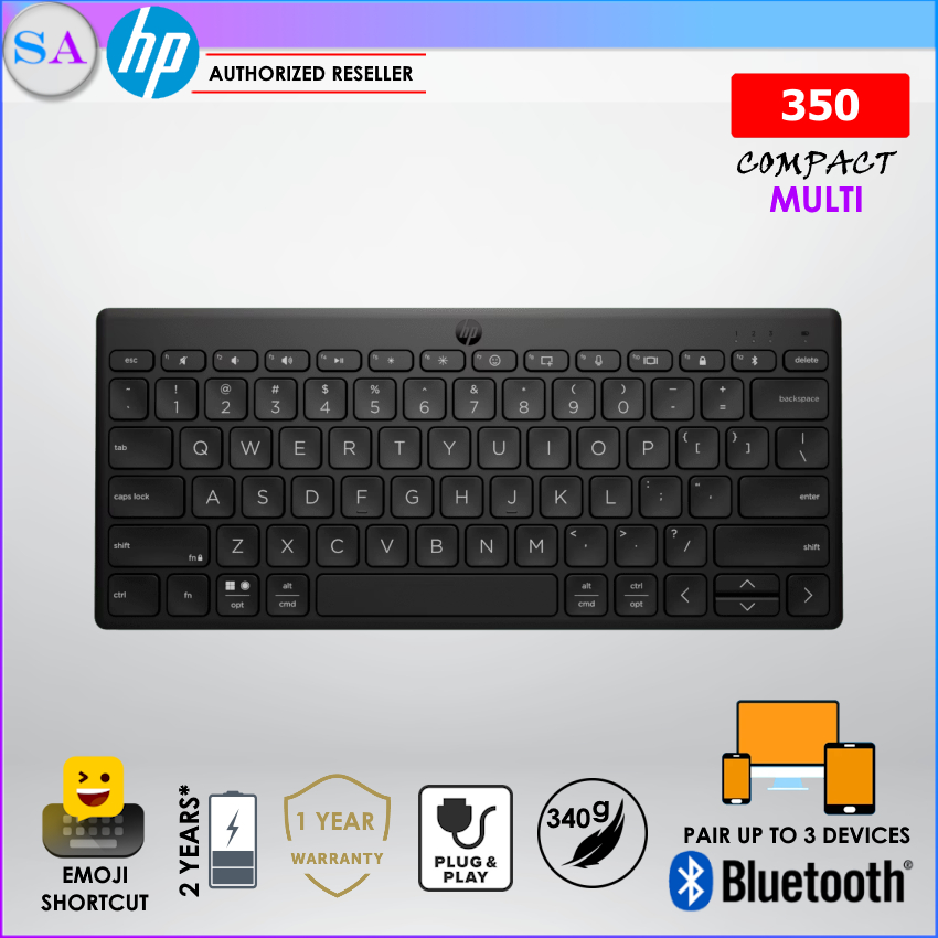 HP 350 Compact Multi Device Bluetooth Keyboard BLACK 692S8AA / WHITE 692T0AA | Shopee Malaysia