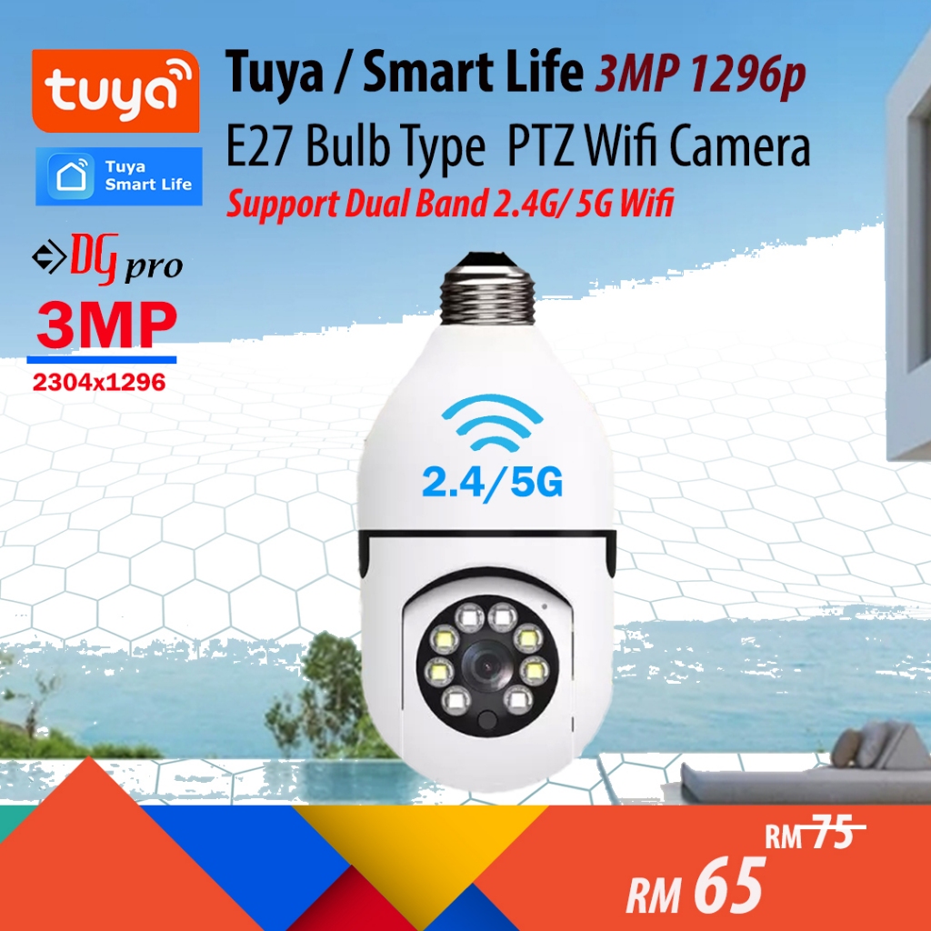 Tuya / Smart Life Dual Band 2.4G/ 5G 3MP 1296p E27 Bulb Type Dual Light ...
