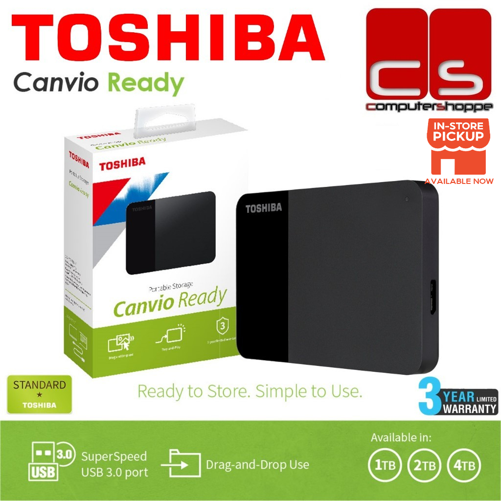 Toshiba Canvio Ready Portable External Hard Drive - Black (1TB/2TB/4TB ...