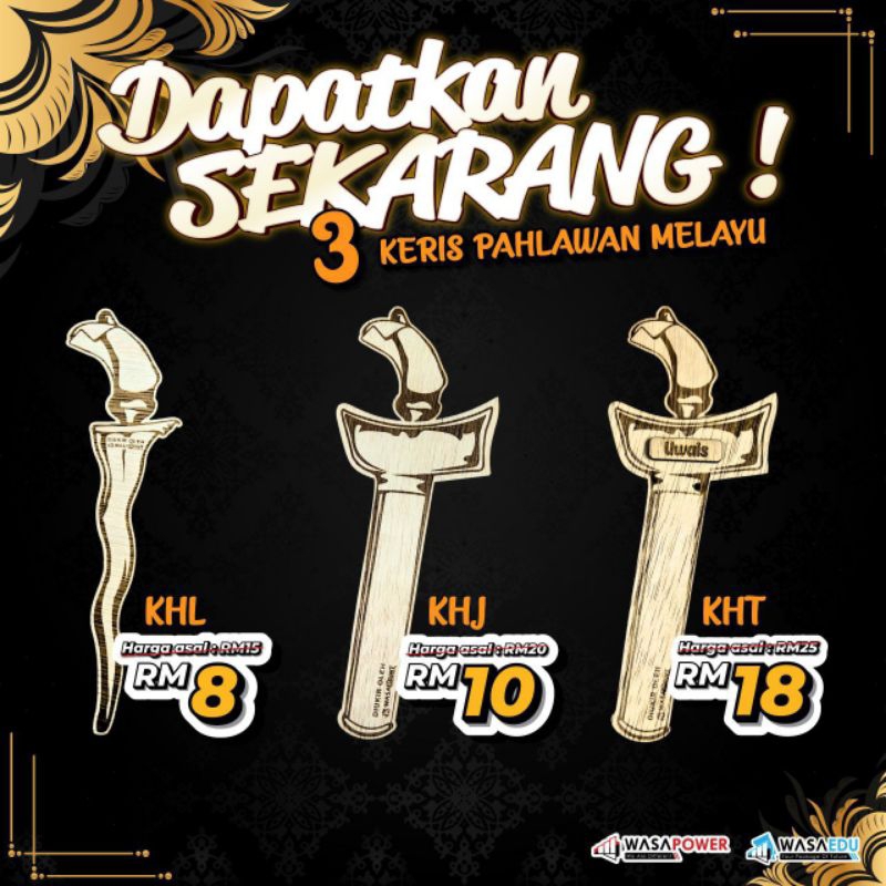 REPLIKA KERIS PROP MERDEKA PAHLAWAN MELAYU AKSESORI KAYU MAINAN HIASAN ...