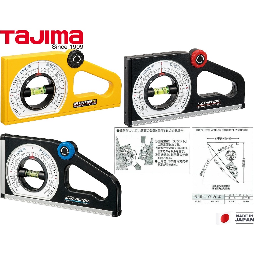 TAJIMA SLANT LEVEL / ROTARY ANGLE METER 9.8 inches ( 250mm ) Made In ...