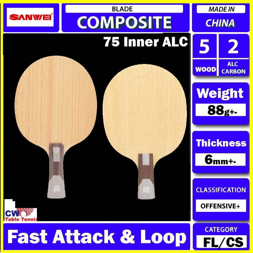 Sanwei 75 Inner ALC FL Composite Carbon Table Tennis Blade Paddel Bat ...