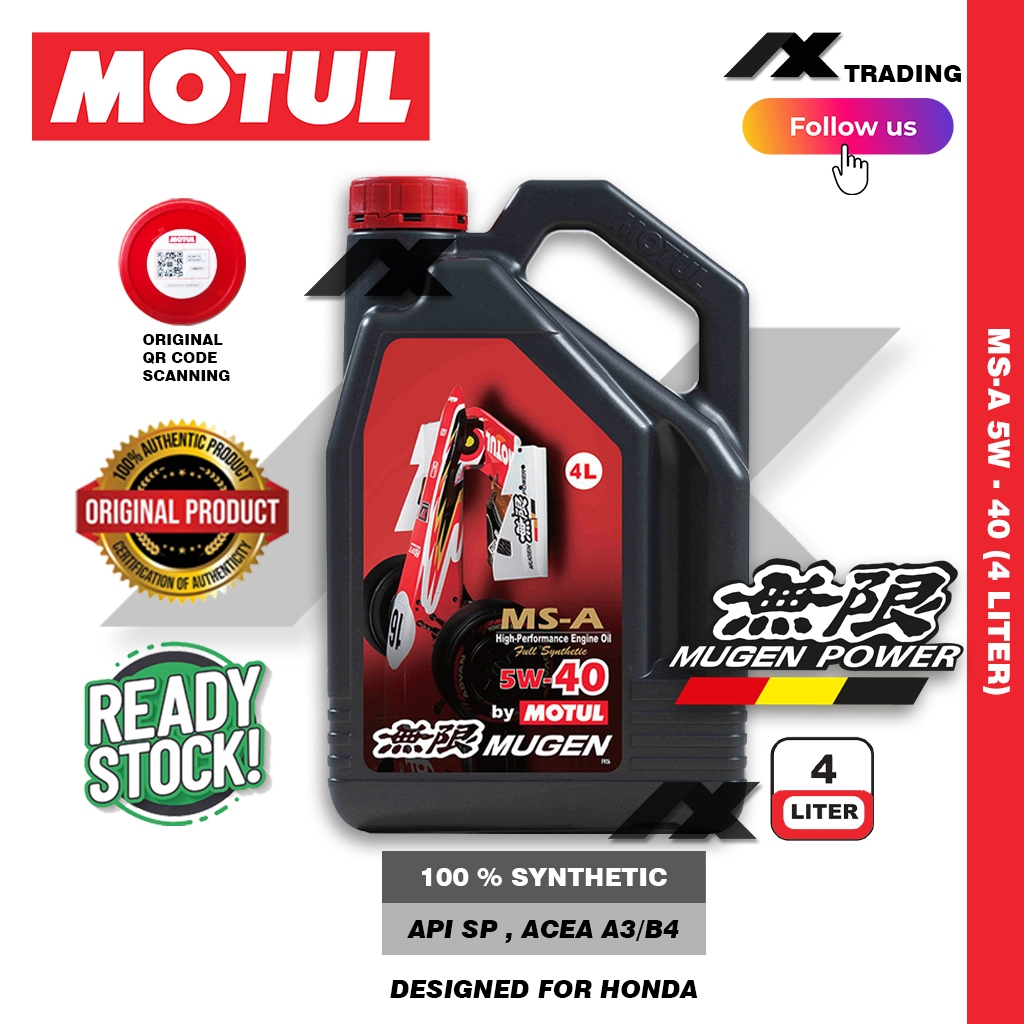 MOTUL MS-A 5W40 BY MOTUL 4L 100% Synthetic MUGEN Design for Honda ...