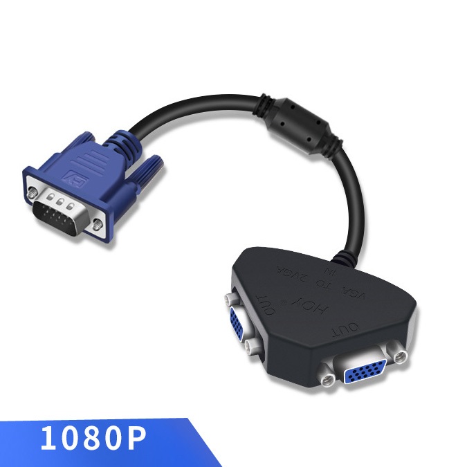 1080P VGA 15pin Male Splitter 1 to 2 Monitor Video output VGA View ...