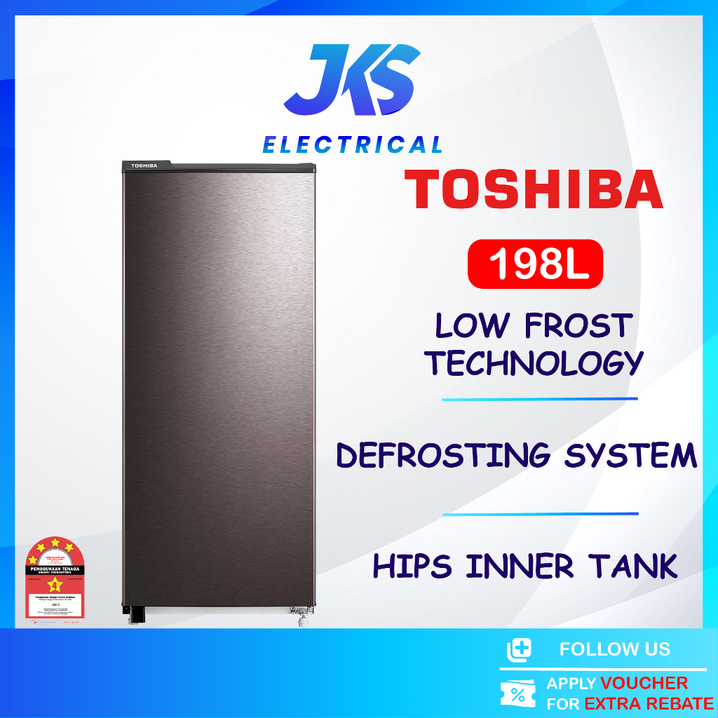 【FREE SHIPPING】Toshiba 198L/165L Single 1-Door Fridge | Low Frost ...