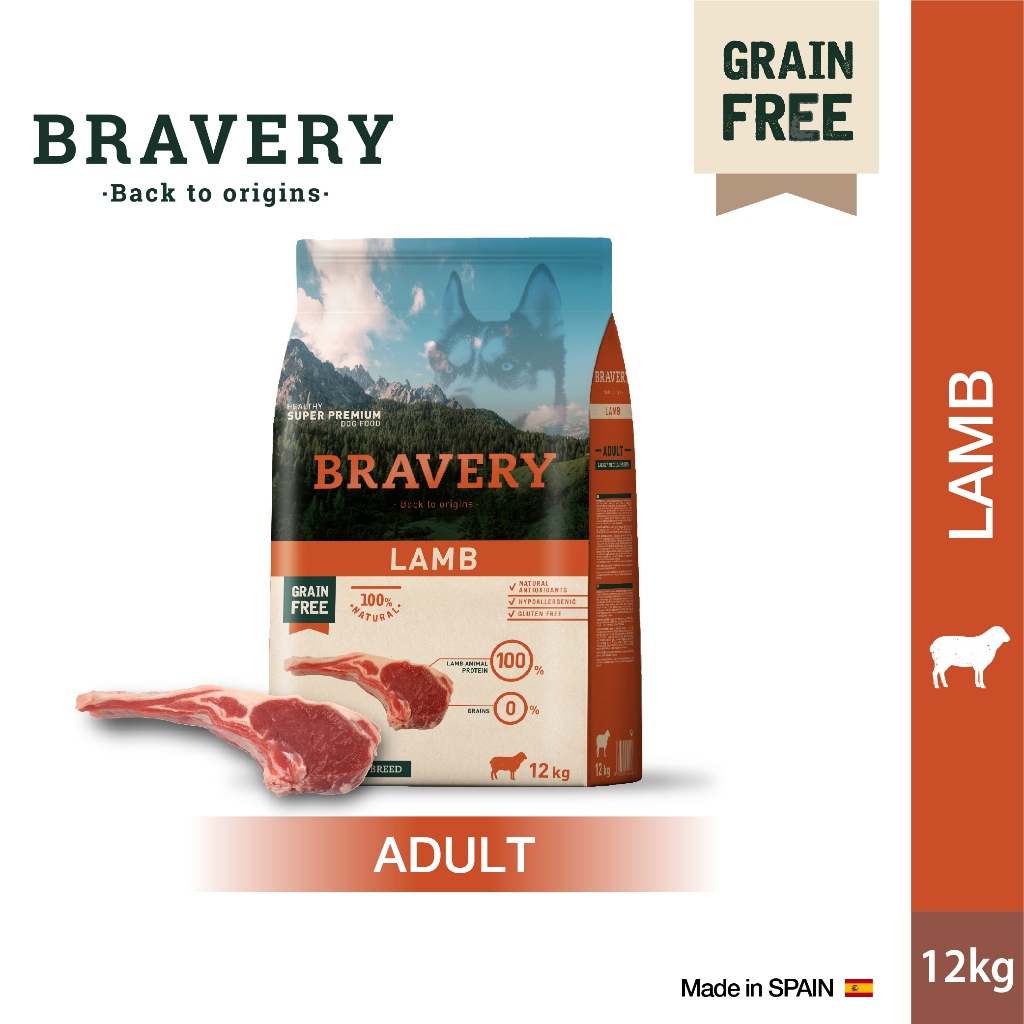 Bravery Medium/Large Adult Dog Dry Food LAMB (4kg/12kg) | Shopee Malaysia